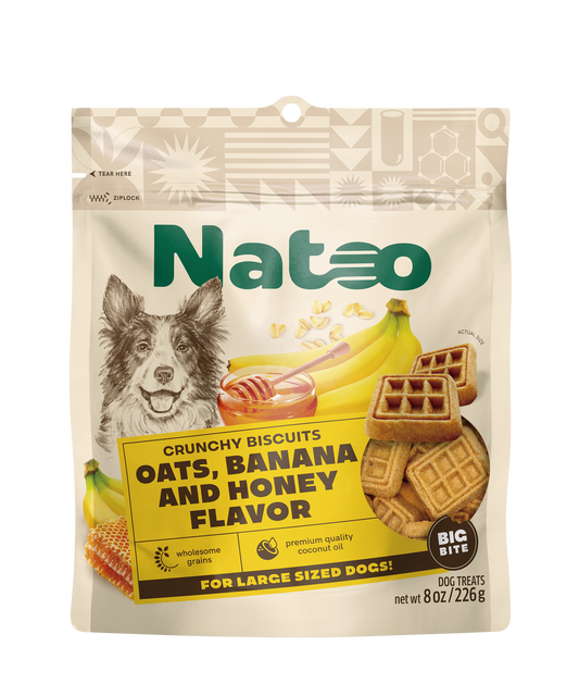 Natoo Crunchy Biscuits – Oats, Banana and Honey Flavor - BIG BITE